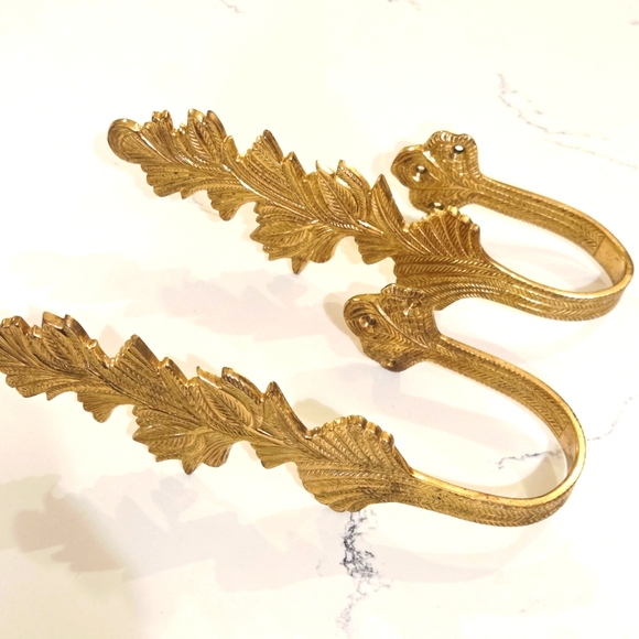 Wall Decor | Vintage Gold Curtain Tiebacks Classic Feather Pattern ...